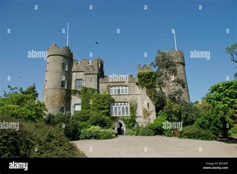 Front View Of The Historic 14 Th Century Malahide Castle Ireland