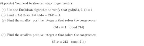 Solved 8 Points You Need To Show All Steps To Get