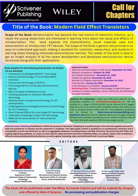 Drksrinivasa Rao On Linkedin Interested Candidates Can Publish Their Work As Book Chapter Wiley