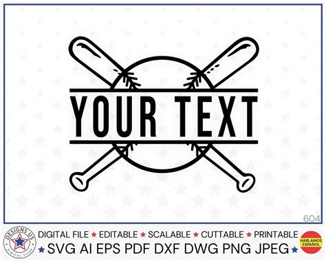 Baseball Split Name Monogram Svg Baseball Mom Crossed Baseball Bats