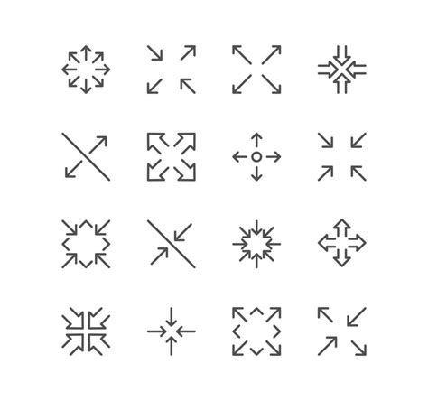 Set Of Arrow And Technology Icons Size Scale Decrease Edit Resize Line View Reduce And