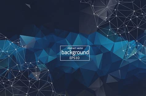 점과 선을 연결하는 어두운 배경의 검은 기하학적 그래픽 추상 다각형 공간 연결 구조 디지털 데이터 시각화 빅 데이터 벡터 일러스트 Eps 10 0명에 대한 스톡 벡터 아트