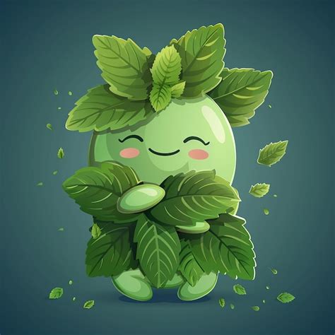 Cute Spring Mint Hug Cartoon Vector Icon Illustration Premium Ai Generated Image