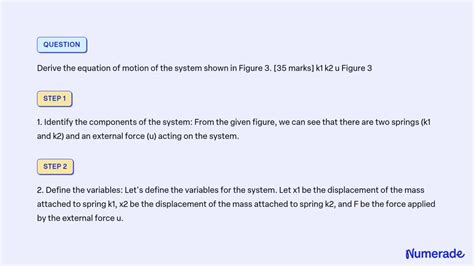 Solved Derive The Equation Of Motion Of The System Shown In Figure 3 [35 Marks] K1 K2 U Figure 3