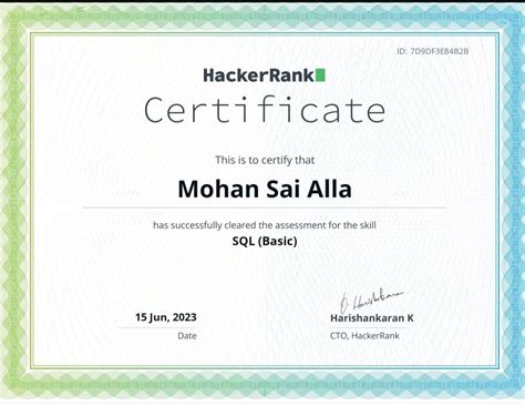 Mohan Sai Alla On Linkedin Excited To Announce That I Have Successfully Completed The Sql Basic
