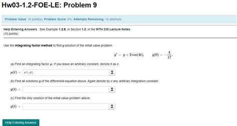 get answer problem value 10 point s problem score 0