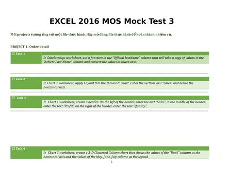 Excel Mock test Đề EXCEL MOS Mock Test Mỗỗi projects t ng ng v i m t file th c hành