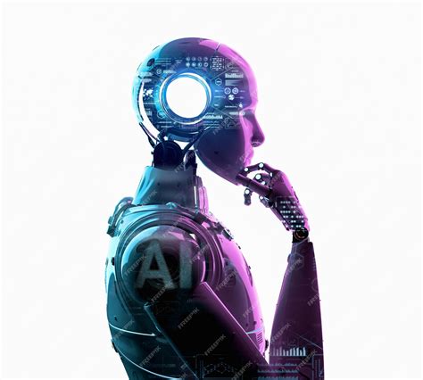 Premium Photo 3d Rendering Ai Robot Think Or Compute With Digital Graphic Display