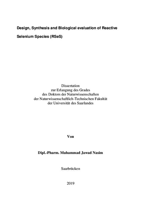 Pdf Design Synthesis And Biological Evaluation Of Reactive Selenium Species Rses