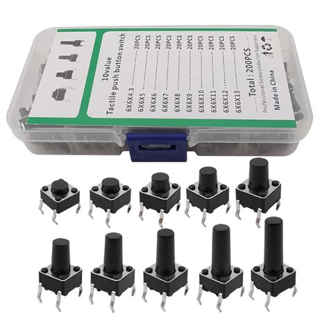 Micro Tactile Push Button Switch Kit 200 Piece Stelltron