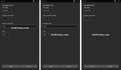 Data Usage Limit Set On Windows 10 Mobile Phone Tutorials