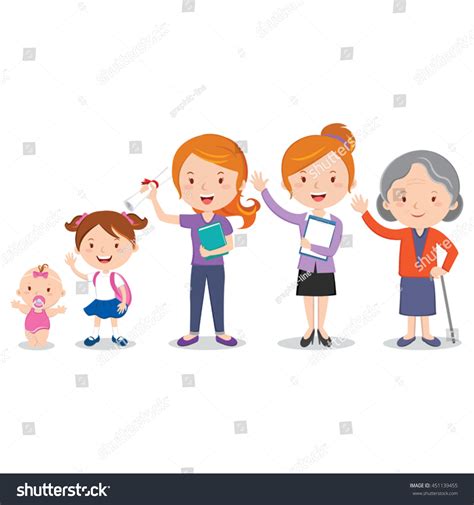 Different Stages Womans Life Vector Illustration Stock Vector 451139455 Shutterstock