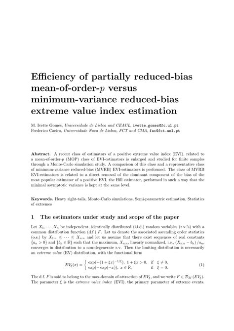 Pdf Efficiency Of Partially Reduced Bias Mean Of Order P Versus