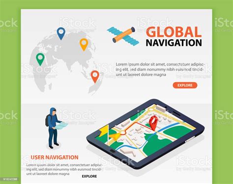 Flat 3d Isometric Mobile Gps Navigation Maps Vector World Silhouette