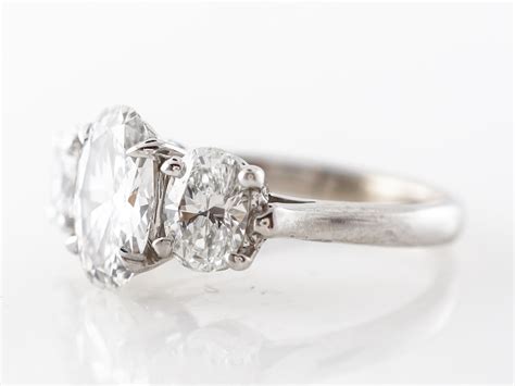 Three Stone Oval Engagement Ring In White Gold Filigree Jewelers