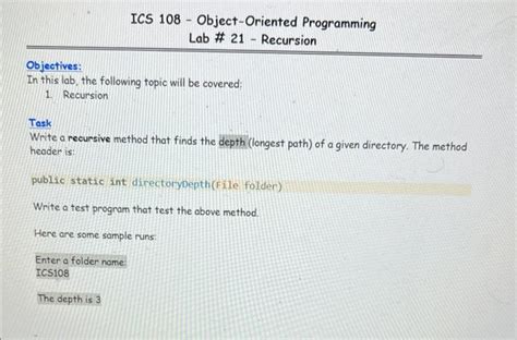 Solved Objectives In This Lab The Following Topic Will Be Chegg