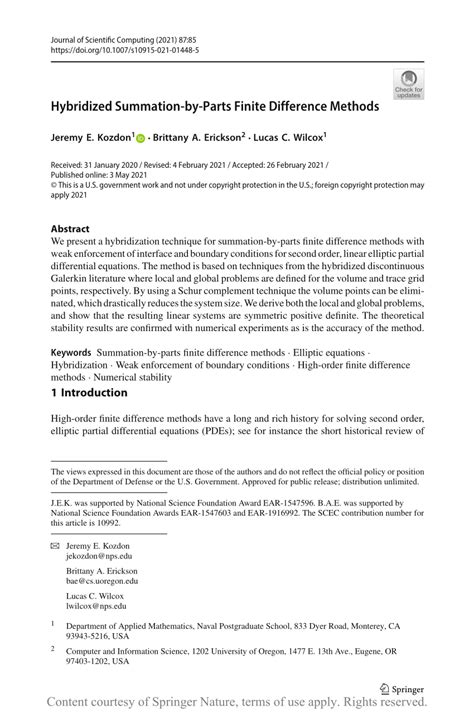 Hybridized Summation By Parts Finite Difference Methods Request Pdf