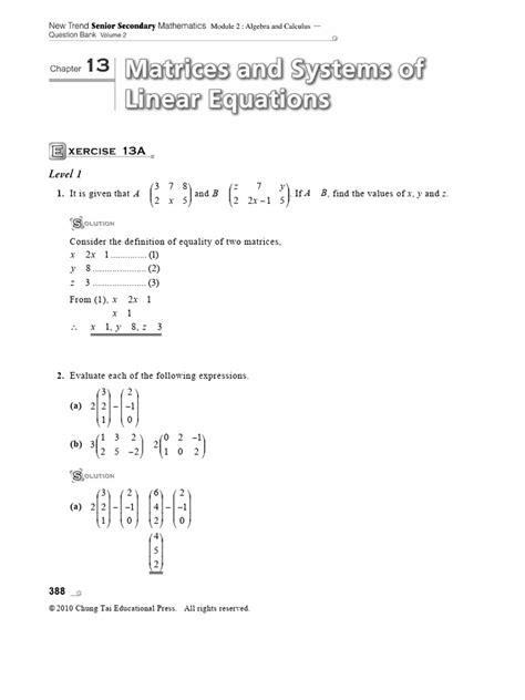 Ch13 Matrices And Systems Of Linear Equations Pdf Functions And