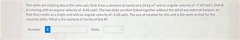 Solved Two Disks Are Rotating About The Same Axis Disk A