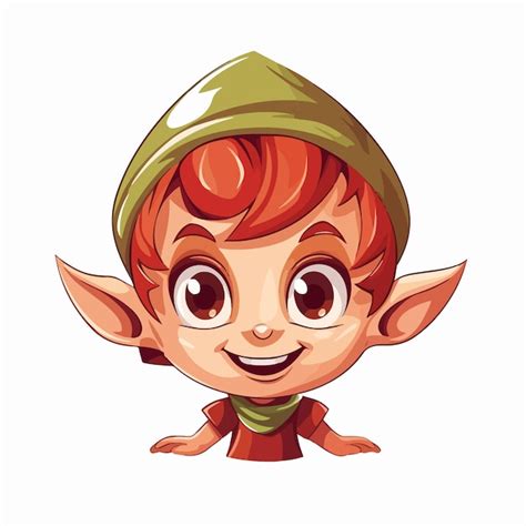 Cute Elf Head Cartoon Character Illustration Premium Ai Generated Vector