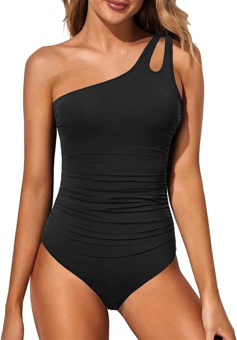 Somer One Shoulder One Piece Swimsuit For Women Tummy Control Bathing