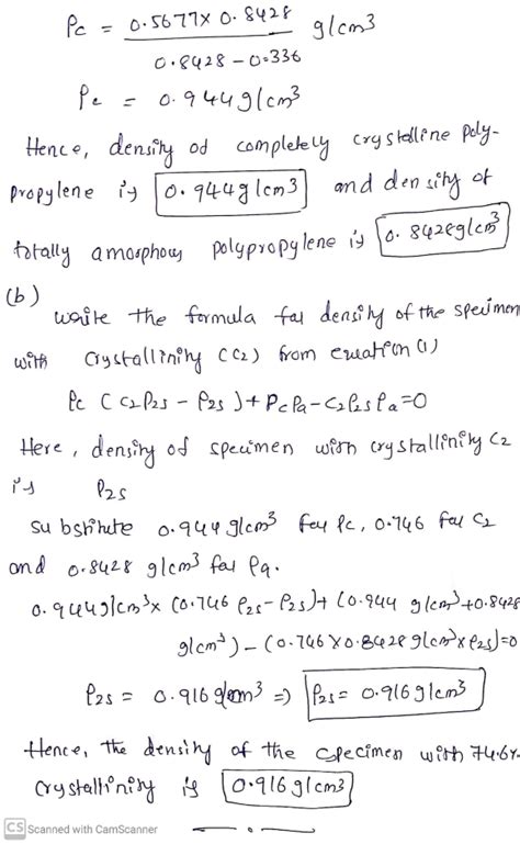 1426 The Density And Associated Percent Crystallinity For Two