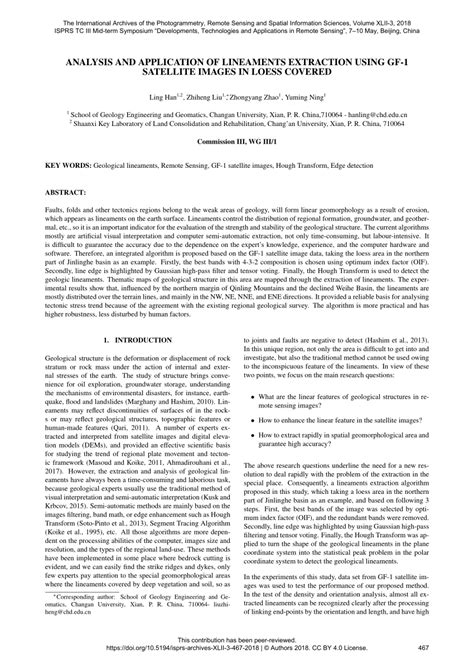 Pdf Analysis And Application Of Lineaments Extraction Using Gf 1 Satellite Images In Loess Covered