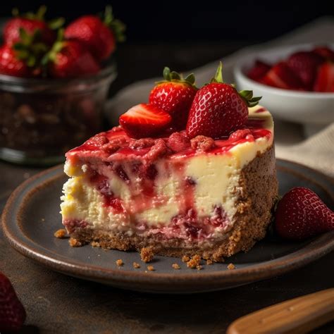 Premium Photo A Slice Of Cheesecake With Strawberry On Top
