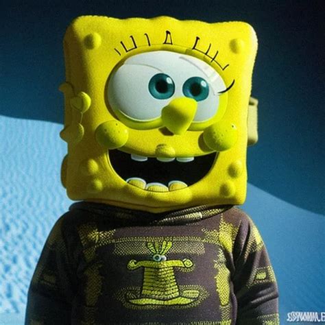 Ai Art Generator Spongebob With Ski Mask