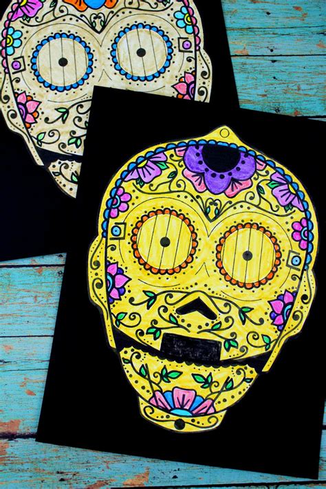 Free Printable C 3po Sugar Skull Craft Mama Likes This