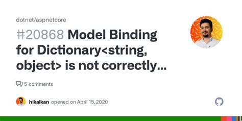 Model Binding For Dictionary Is Not Correctly Working Issue Dotnet Aspnetcore Github