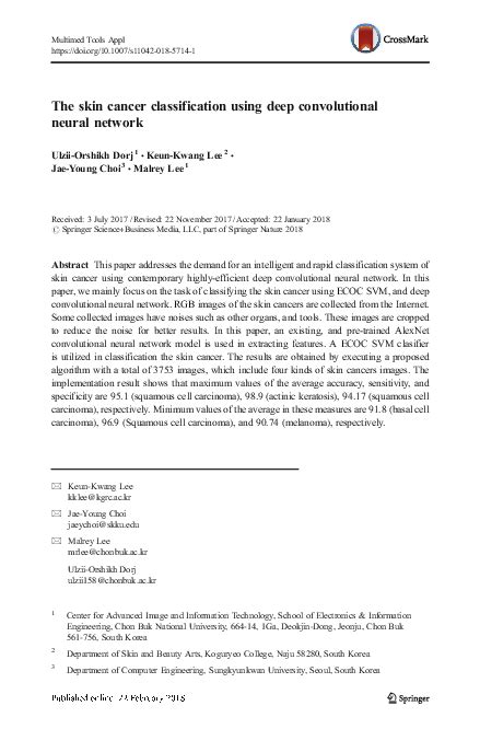 Pdf The Skin Cancer Classification Using Deep Convolutional Neural