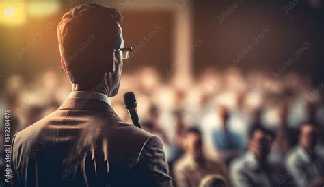 Speaker Giving Presentation In Event Hall Public Speaking Business