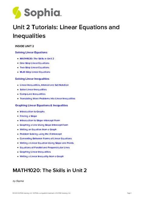 Unit 2 Tutorials Linear Equations And Inequalities Unit 2 Tutorials Linear Equations And