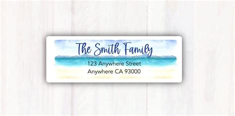 Beach Scene Watercolor Return Address Labels Personalized Watercolor Address Labels Ocean
