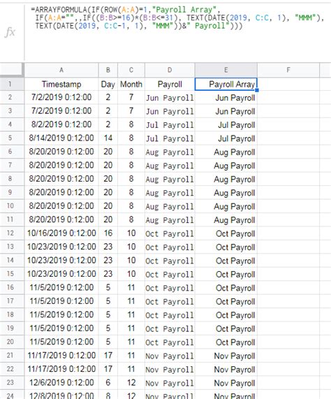 If Statement How To Generate A Payroll Condition Using Array Formula Stack Overflow