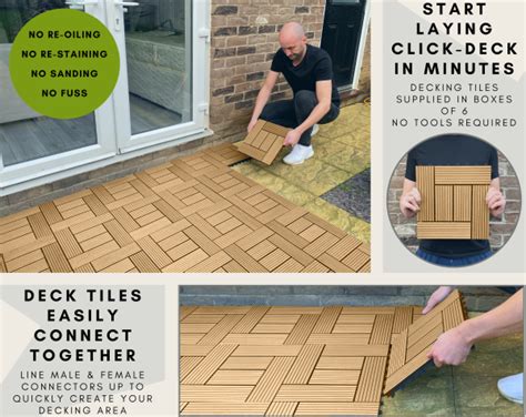 Click Deck Composite Decking Tiles Teak Mosaic 30cm X 30cm