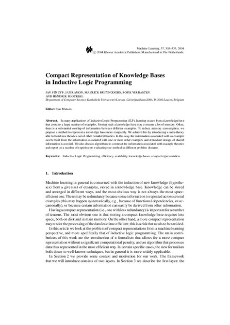 Pdf Compact Representation Of Knowledge Bases In Inductive Logic Programming