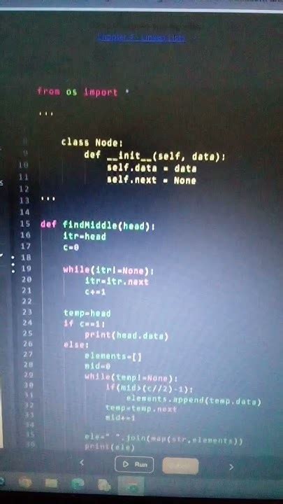 middle of linked list in python coding coders javaprogramming pythonprogramming python 👩‍💻
