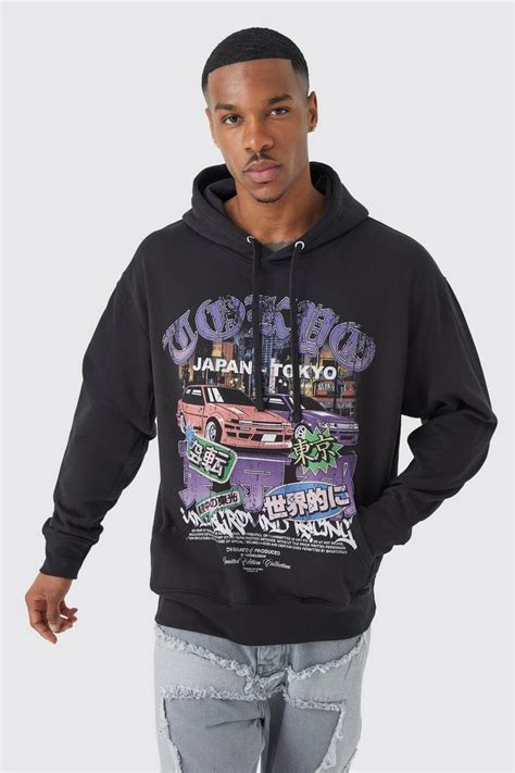 Oversized Tokyo Drift Graphic Hoodie Boohoo Uk