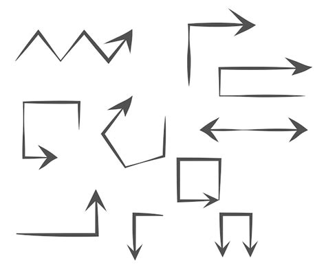 격리 된 흰색 배경에 Infographic 요소 간단한 화살표 라인 아트 스타일 다른 지점의 집합 프리미엄 벡터