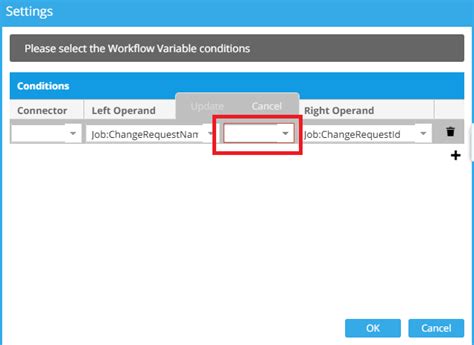 Conditional Transition Type Settings Are Not Listing Operand Values For