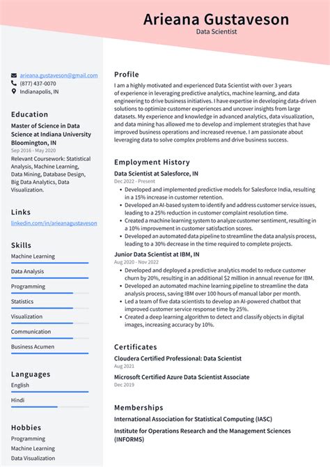 Meta Data Scientist Resume Examples Resumecat