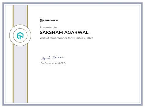 Saksham Agarwal On Linkedin Thanks Lambdatest For This Appreciation