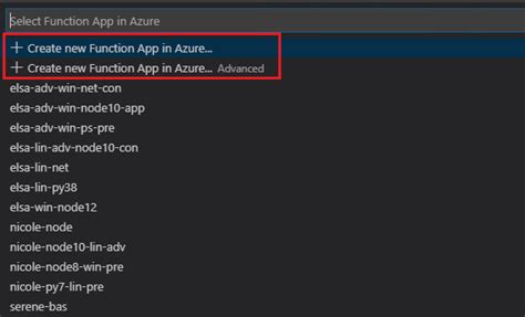 Remove Create New Function App In Azure From Command List When Executing Stop Streaming