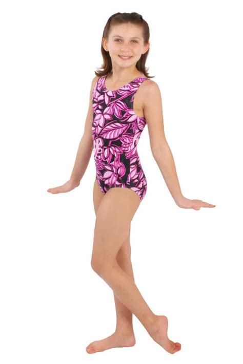Tropical Floral Gymnastics Leotard Pink And Black Etsy