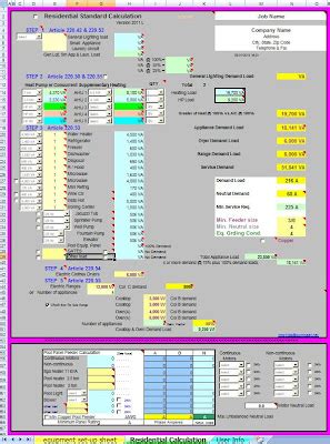 Residential Load Calculation Spreadsheet ~ Electrical Knowhow