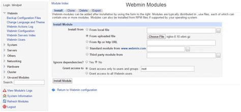 Using Webmin Module To Manage Nginx Sites On Easyengine