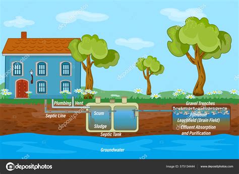 Mobile Home Septic System Drain Field Scheme Underground Septic System Stock Vector By ©kajani
