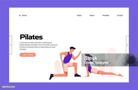 피트니스 및 운동 컨셉 랜딩 페이지 디자인 모던 플랫 스타일 벡터 일러스트레이션 헬스 클럽에 대한 스톡 벡터 아트 및 기타 이미지 헬스 클럽 코치 건강한 생활방식